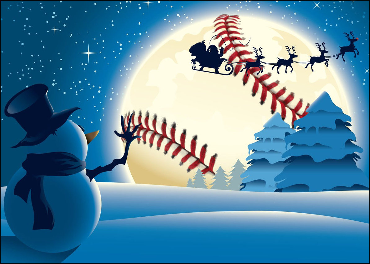 Personalized Baseball Moon Holiday Cards