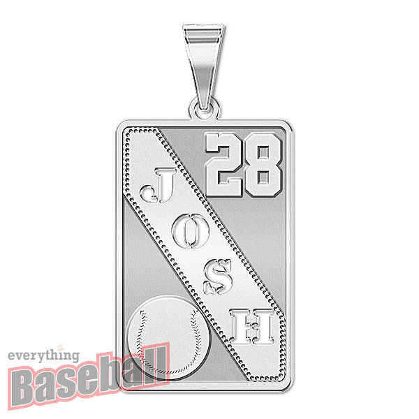 Personalized Baseball Pendant with Cut-Out Name & Number GOLD or SILVER
