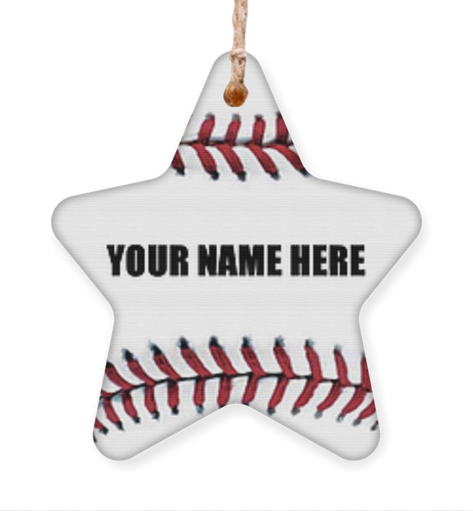 Personalized Baseball Star Shaped Wooden Christmas Ornament