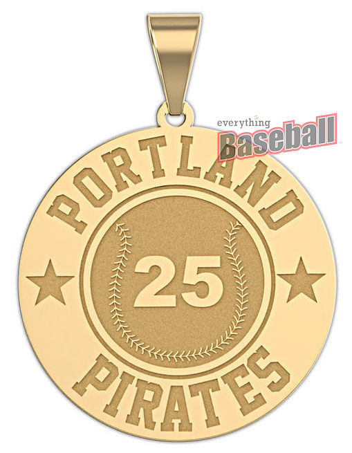 Personalized Baseball Team & Number Round Disc Pendant GOLD or SILVER