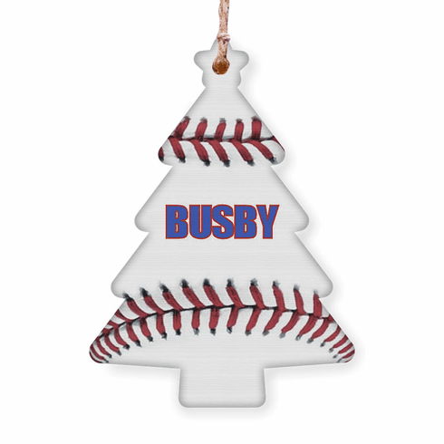 Personalized Baseball Tree Shaped Wooden Christmas Ornament