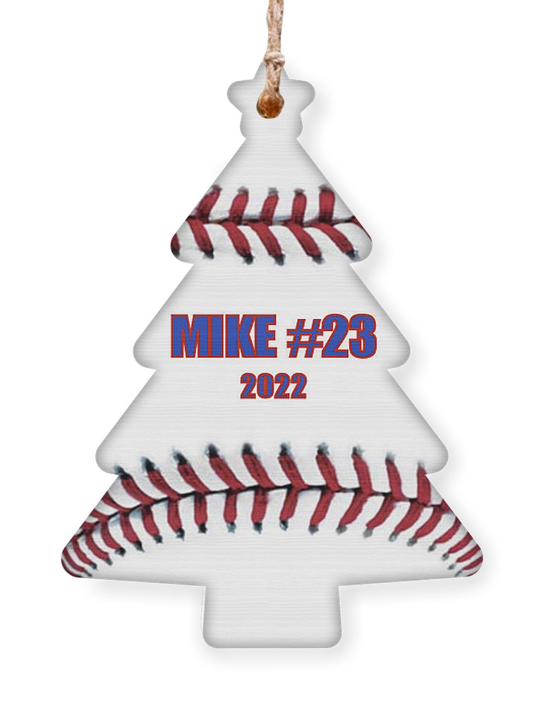 Personalized Baseball Tree Shaped Wooden Christmas Ornament