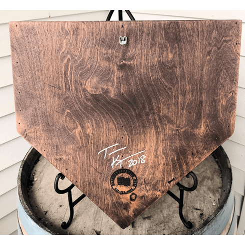 Personalized Baseball USA Flag Home Plate Shaped Rustic Sign