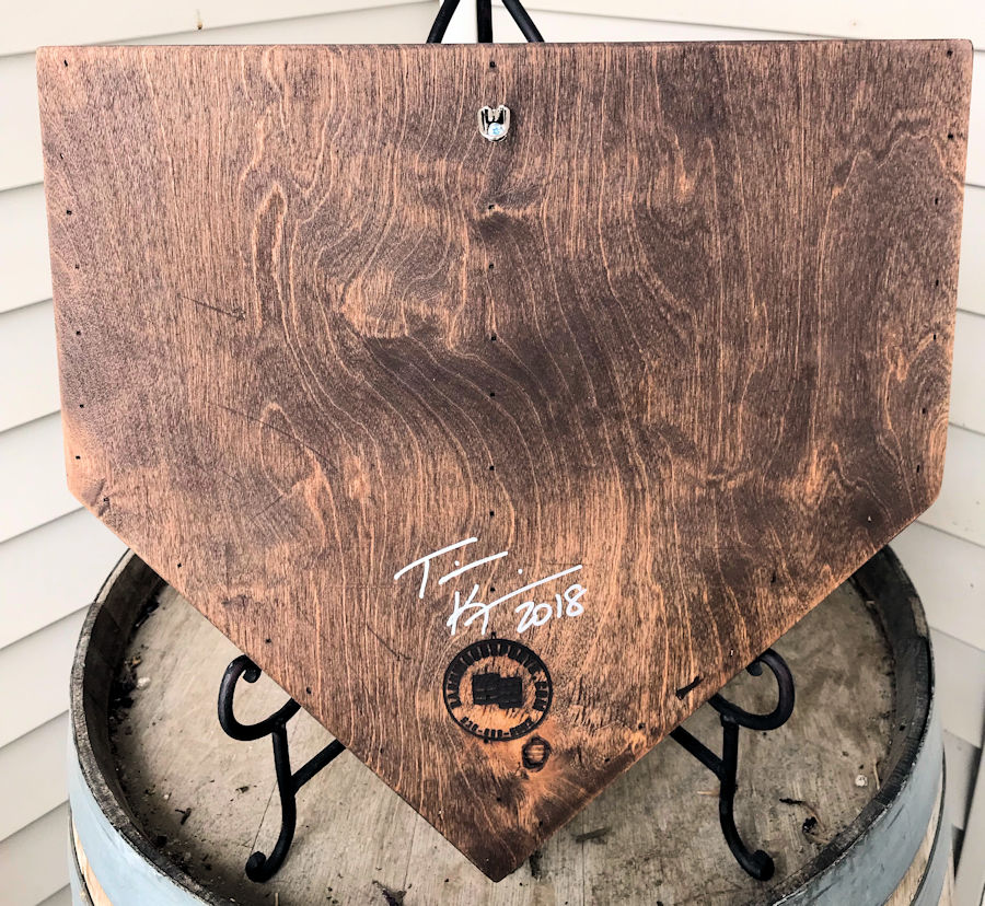 Personalized Baseball USA Flag Home Plate Shaped Rustic Sign