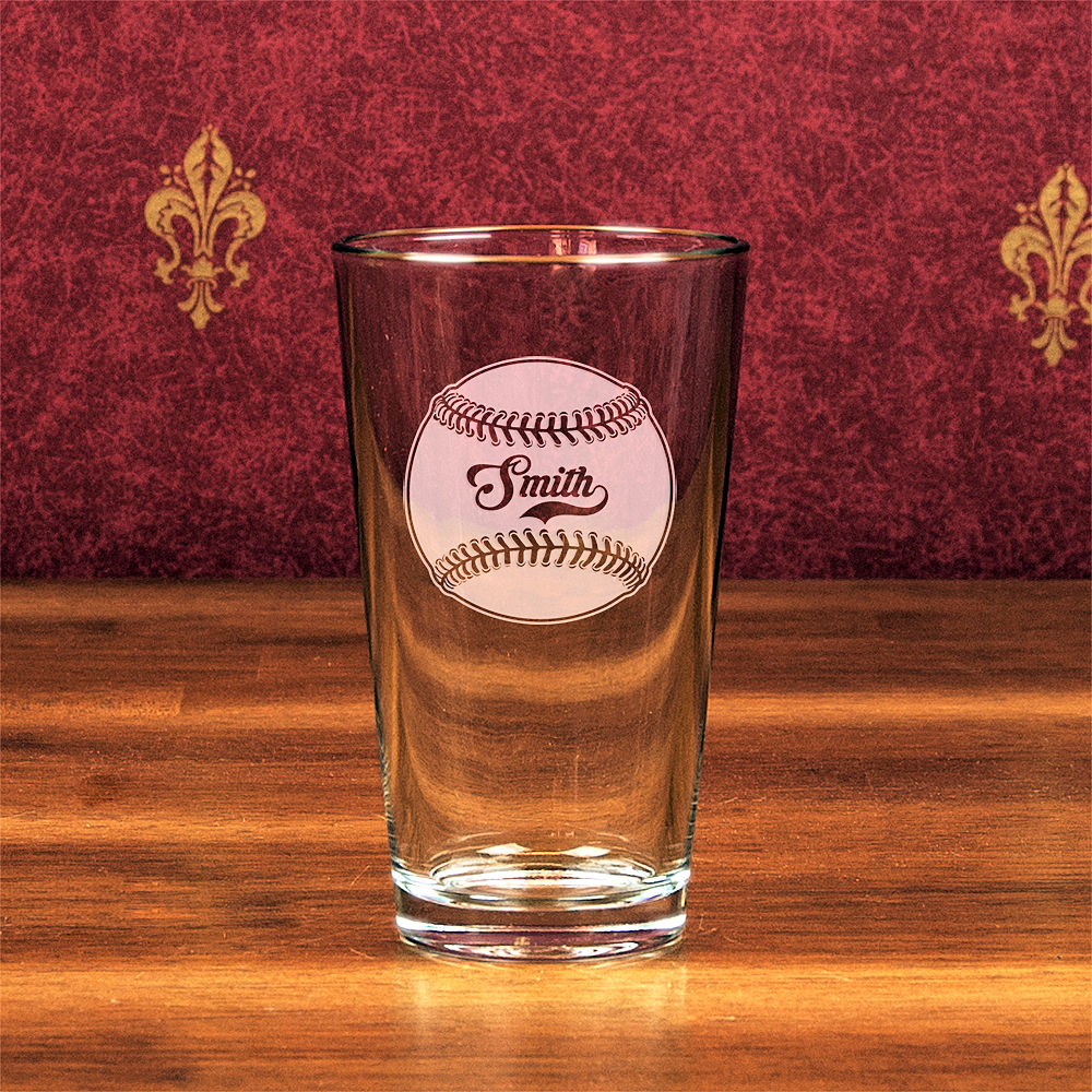 Personalized Etched Baseball 16oz Mixing Glass