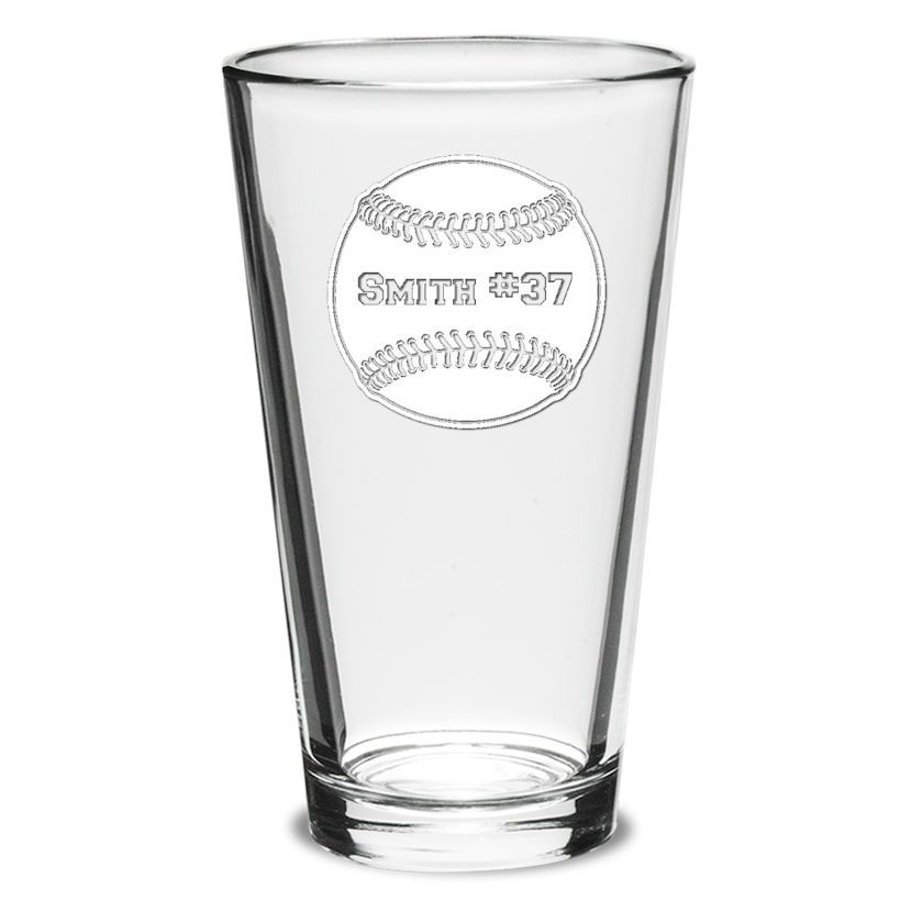 Personalized Baseball 16oz Etched Pint Glass 4 DESIGNS!