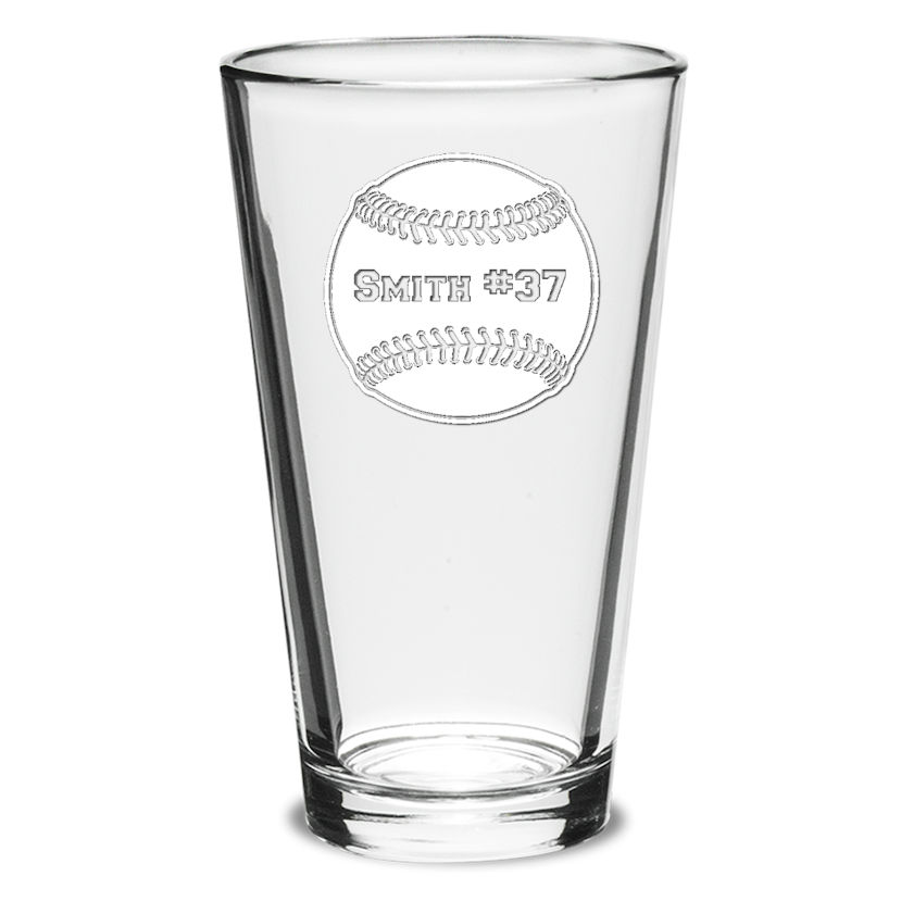 Personalized Baseball 16oz Etched Pint Glass 4 DESIGNS!