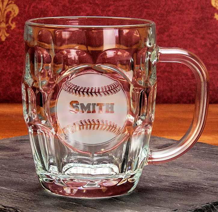 Personalized Baseball 19oz Britannia Glass Mug