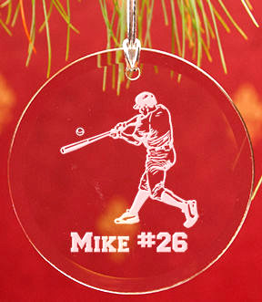 Personalized Round Crystal Baseball Player Ornament 4 OPTIONS!