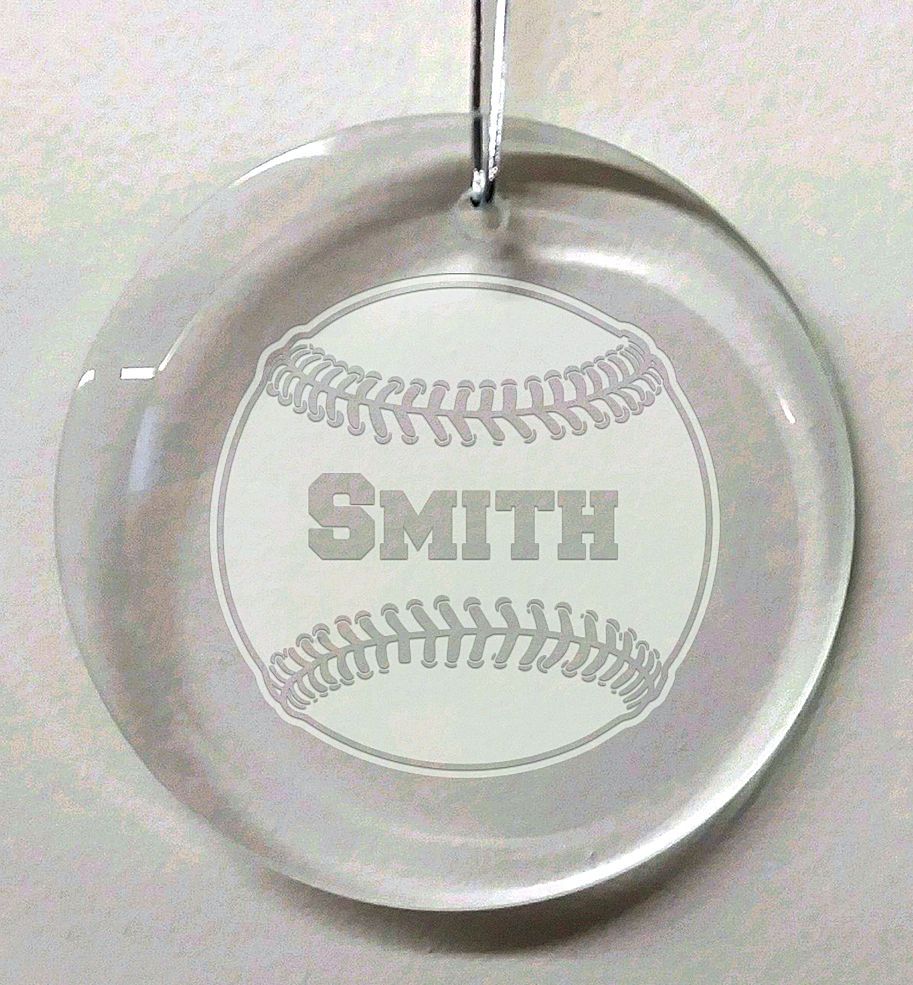 Personalized Round Crystal Baseball Ornament