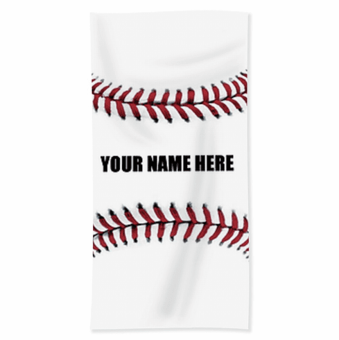 Personalized White Baseball Beach Towel