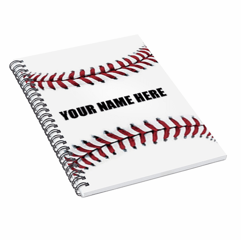 Personalized White Baseball Spiral Notebook