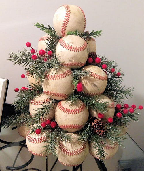 AFTER CHRISTMAS SALE! Used Leather Baseballs Christmas Tree ONLY 1 LEFT!