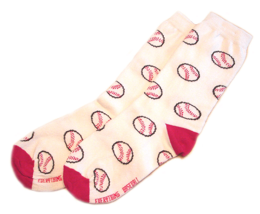 Red and White Women's Baseball Socks