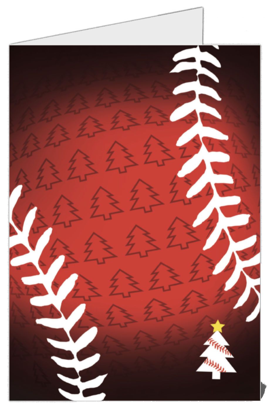 Personalized Red Trees Baseball Christmas Cards