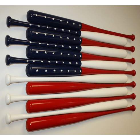 Red, White and Blue American Flag made with Maple Baseball Bats