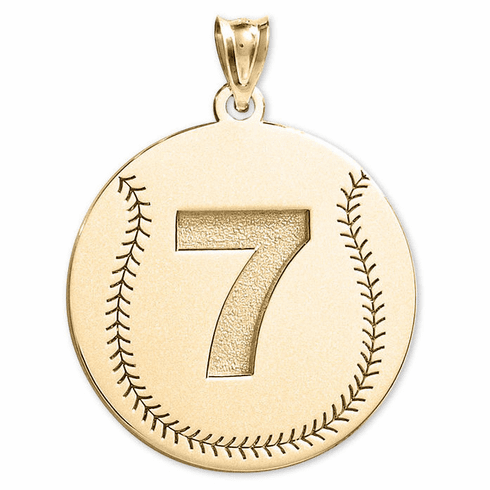 Round Baseball with Number Pendant GOLD or SILVER