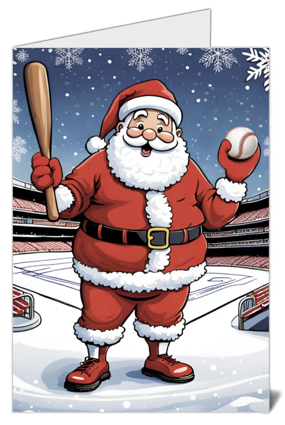 Personalized Santa Claus Baseball Player Christmas Cards