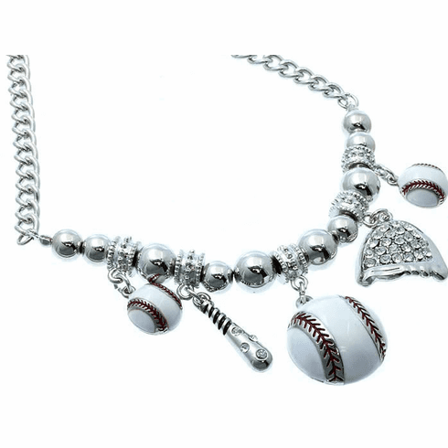 Silver Baseball Charms 18" Necklace