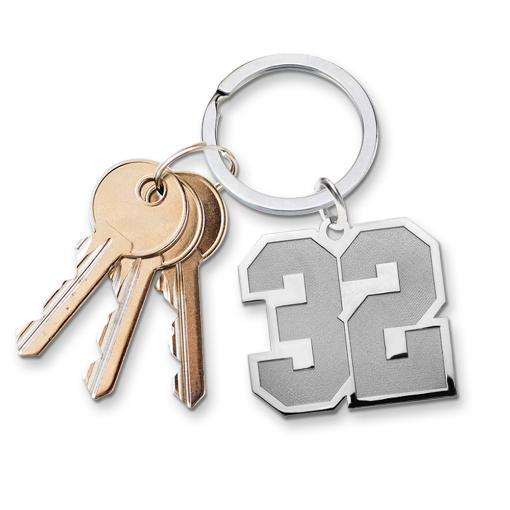 Sports Number Pendant Silver Key Chain