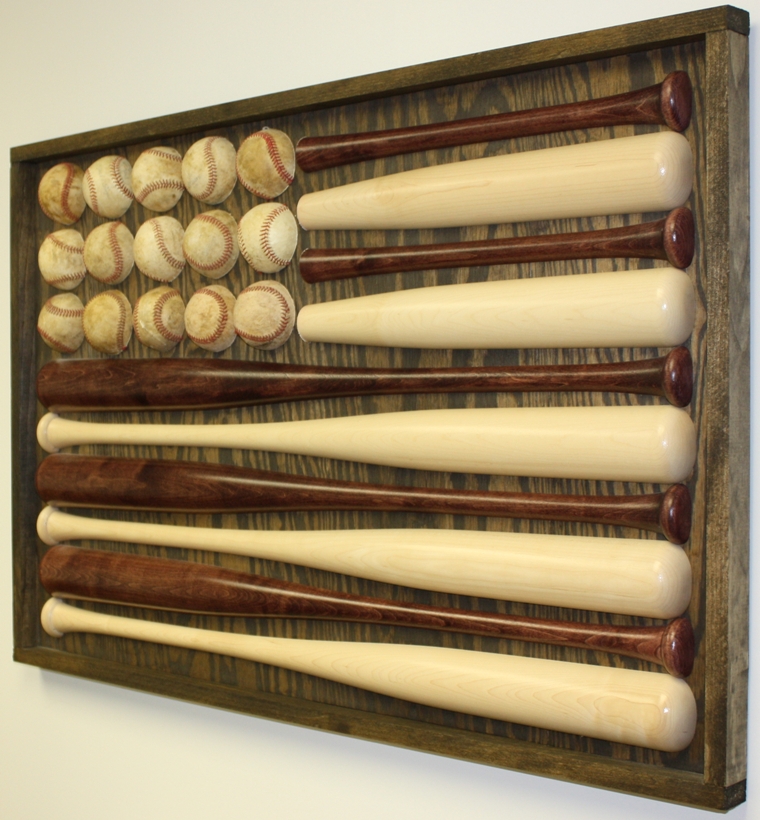 Vintage American Flag made with Baseballs and Bats