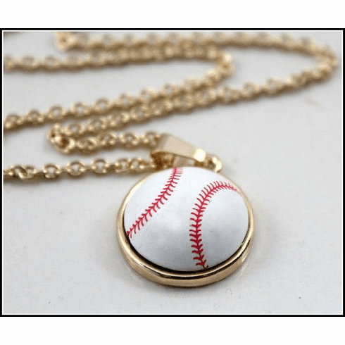 White Baseball Gold Necklace