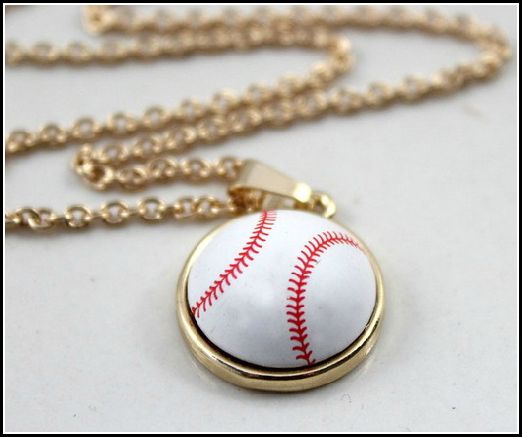 White Baseball Gold Necklace