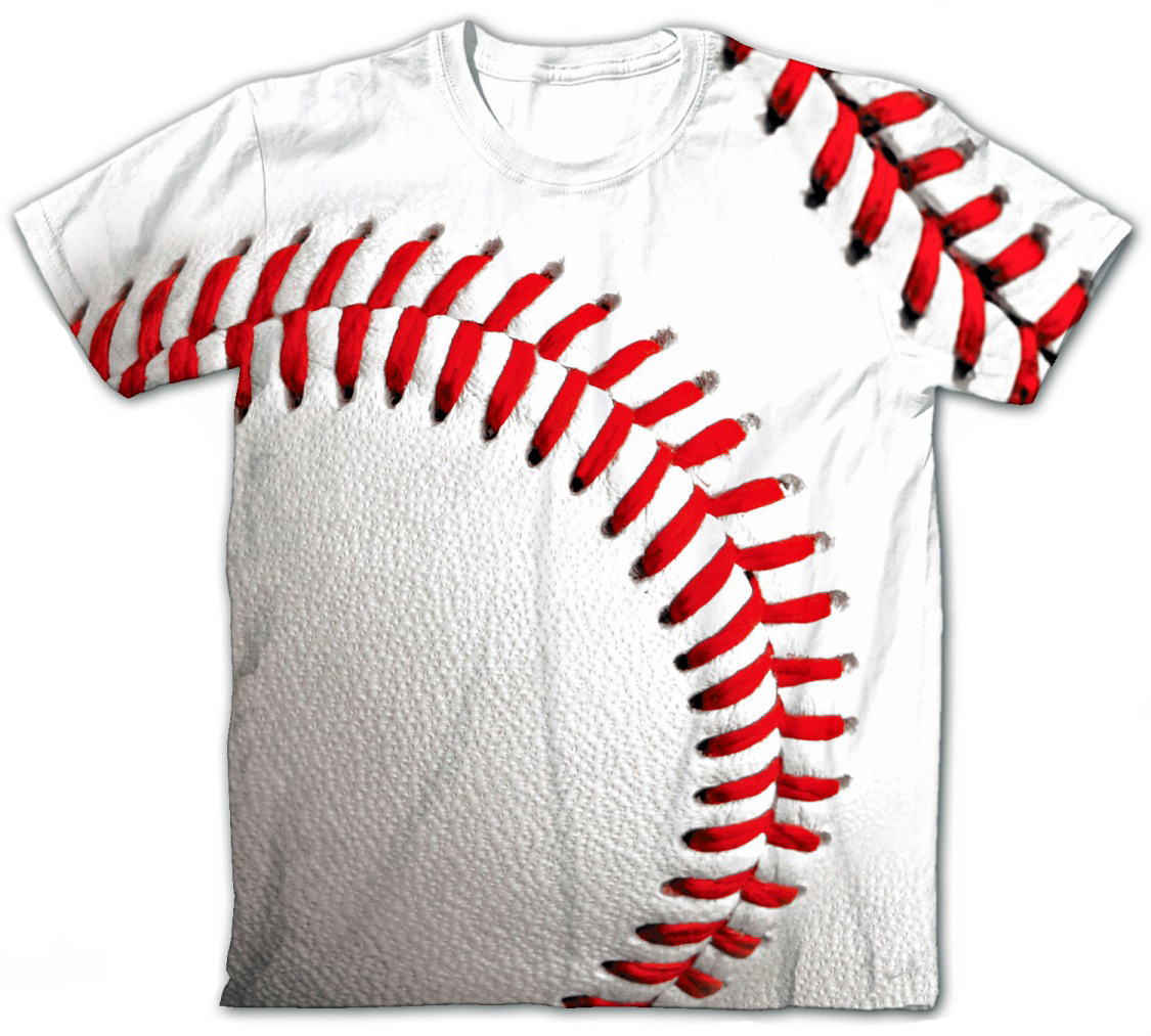 White Baseball Sublimated T-Shirt Youth Med to Adult 3X