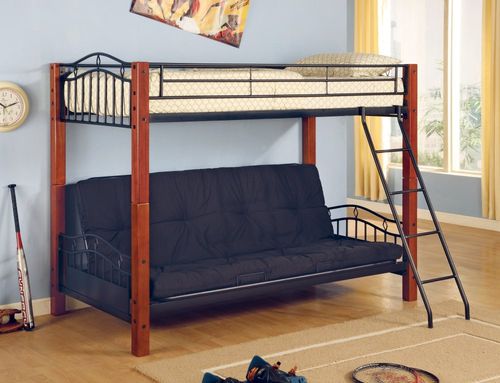 Bunk Bed Twin Futon Bunk Bed in Black Metal Dark Oak Coaster Kids Bunk Beds