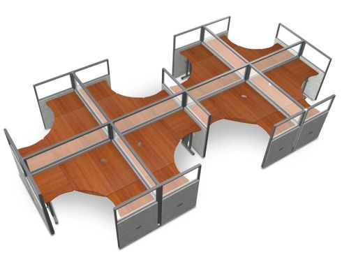 Cubicle Panel System, 2X4 Layout, 47"H, 60"W, Polycarbonate Panel Tops ...