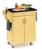 Kitchen Cart - Butter Yellow Wood Cart with Black Granite Top - Home ...