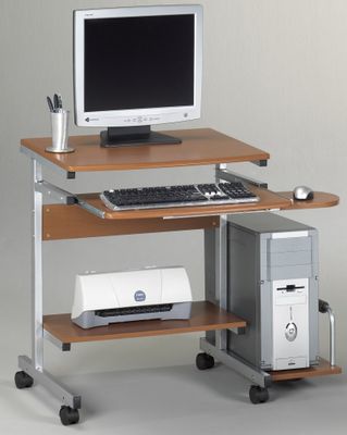 Mayline Computer Cart in Medium Cherry/Metallic Gary - 946MEC ...