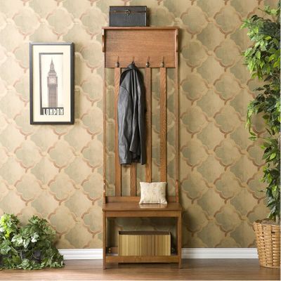 Mission Oak Hall Tree Entry Bench - Holly and Martin - Hall Trees