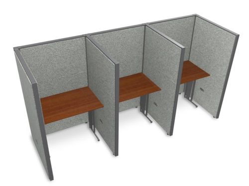 Privacy Cubicle Panel Station, 1X3 Layout, 63"H, 36"W, Vinyl Panels ...