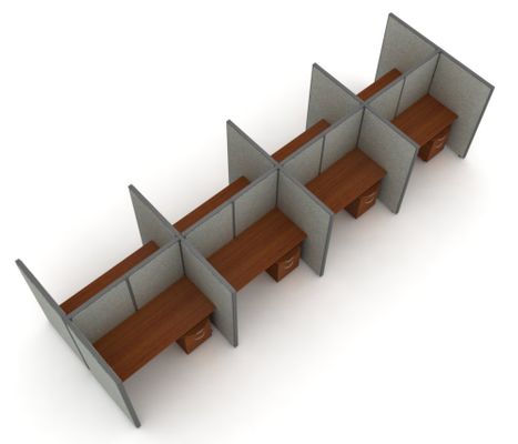 Privacy Cubicle Panel Station, 2X4 Layout, 63"H, 60"W, Vinyl Panels ...