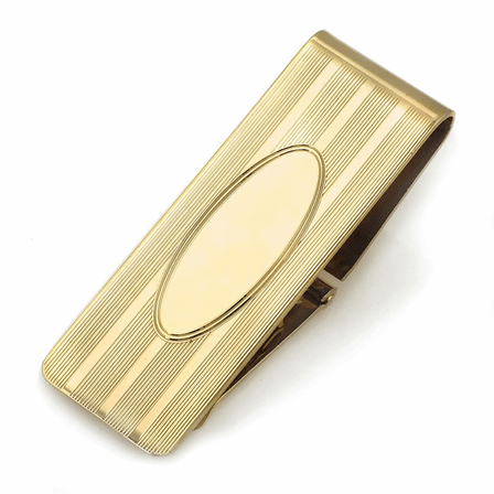 14 Karat Gold Money Clip with Oval Engraving Shield - Executive Gift Shoppe