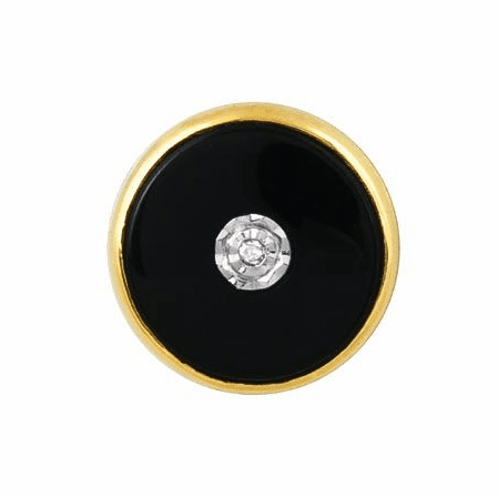 14K Gold & Onyx Round Tie Tack With Diamond Inlay
