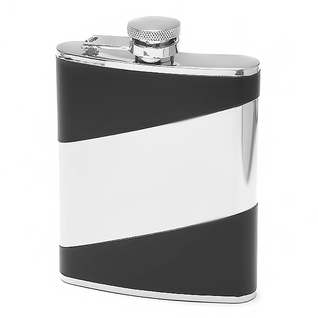 Personalized Leather Flask with Diagonal Engraving Area - Executive ...