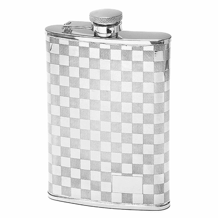 8 Ounce Checker Pattern Engraved Flask - Executive Gift Shoppe
