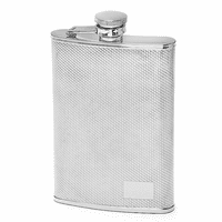 Brushed Finish Engraved Flask with Ornate Striping - Executive Gift Shoppe