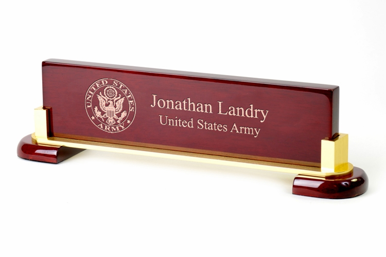 US Army Desktop Walnut Name Bar - Executive Gift Shoppe