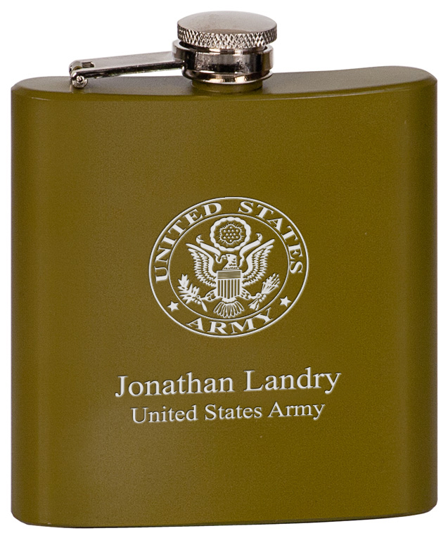 US Army Symbol Personalized Khaki Flask - Executive Gift Shoppe