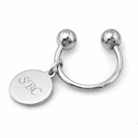 Engine Turned Sterling Silver Engravable Key Chain - Executive Gift Shoppe