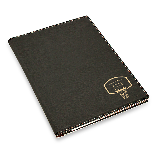Basketball Coach's Personalized Black Leatherette Portfolio