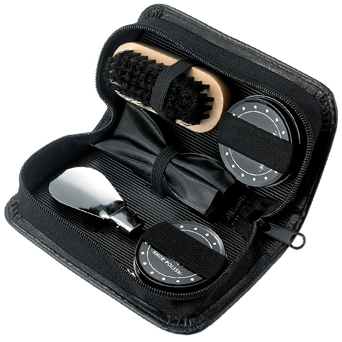 Black Faux Leather 5 Piece Shoe Shine Set - Executive Gift Shoppe