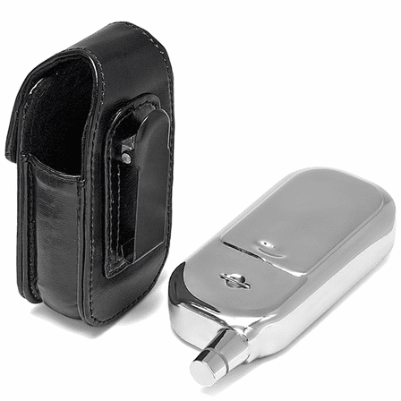 Cell Phone Flask with Black Leather Pouch - Executive Gift Shoppe
