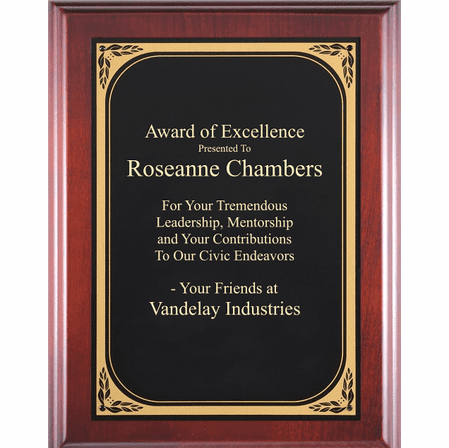 Cherry Plaque With Black & Gold Engraving Plate - CB103 - Executive Gift Shoppe