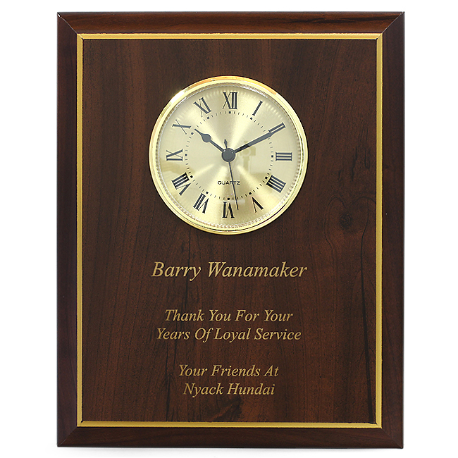 Cherry Wood Recognition Wall Plaque with Clock - Executive Gift Shoppe