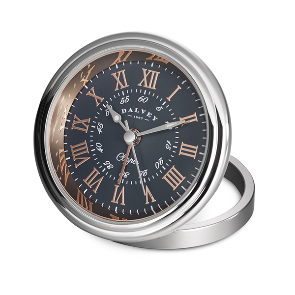 Clipper Travel Alarm Clock by Dalvey - Black & Rose Gold - Executive ...