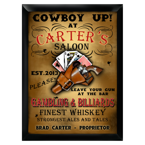 Cowboy Up Pub Sign - Free Personalization - Executive Gift Shoppe